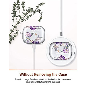 JIAXIUFEN for Airpods Pro 2nd Generation Case Cover Gold Glitter Butterfly Design Protective TPU Skin for Women Girl with Keychain Compatible with AirPods Pro 2019/Pro 2 Gen 2022 Flower Purple