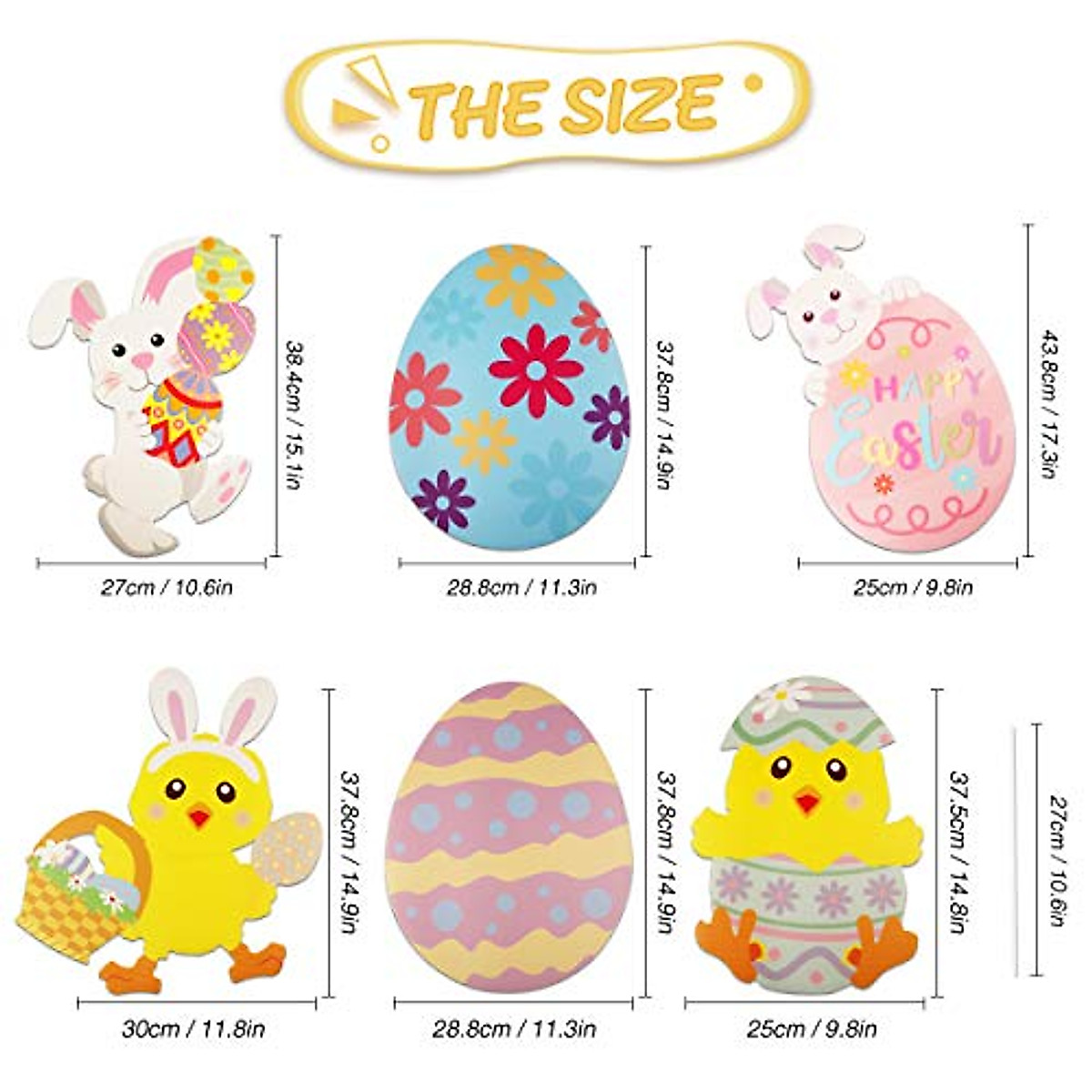 6 Pcs Easter Yard Signs Outdoor Easter Eggs Yard Signs Easter Yard Decorations Easter Lawn Decoration Easter Yard Art Decoration with 12 Plastic Stakes for Garden Lawn Yard Easter Props Decoration