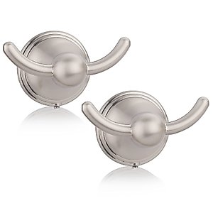 FILTA Bathroom Towel Hooks, Brushed Nickel Robe & Towel Hooks for Bathroom Wall Mounted, Traditional Bathroom Towel and Robe Wall Hooks for Hanging Towels, Bath Towel Hook for Shower Wall (2 Pack)