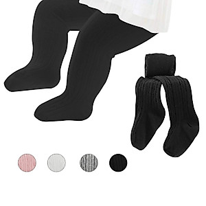 Namektch Baby Girls Tights, Seamless Knit Cotton Leggings Pants Infant Toddler Girl Stockings (Black, 1-2 Years)