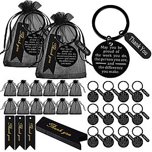 Yinkin 72 Pcs Employee Appreciation Gifts Bulk Thank You Gifts Organza Bags with Thank You Cards for Coworkers Staff Favors(Black)