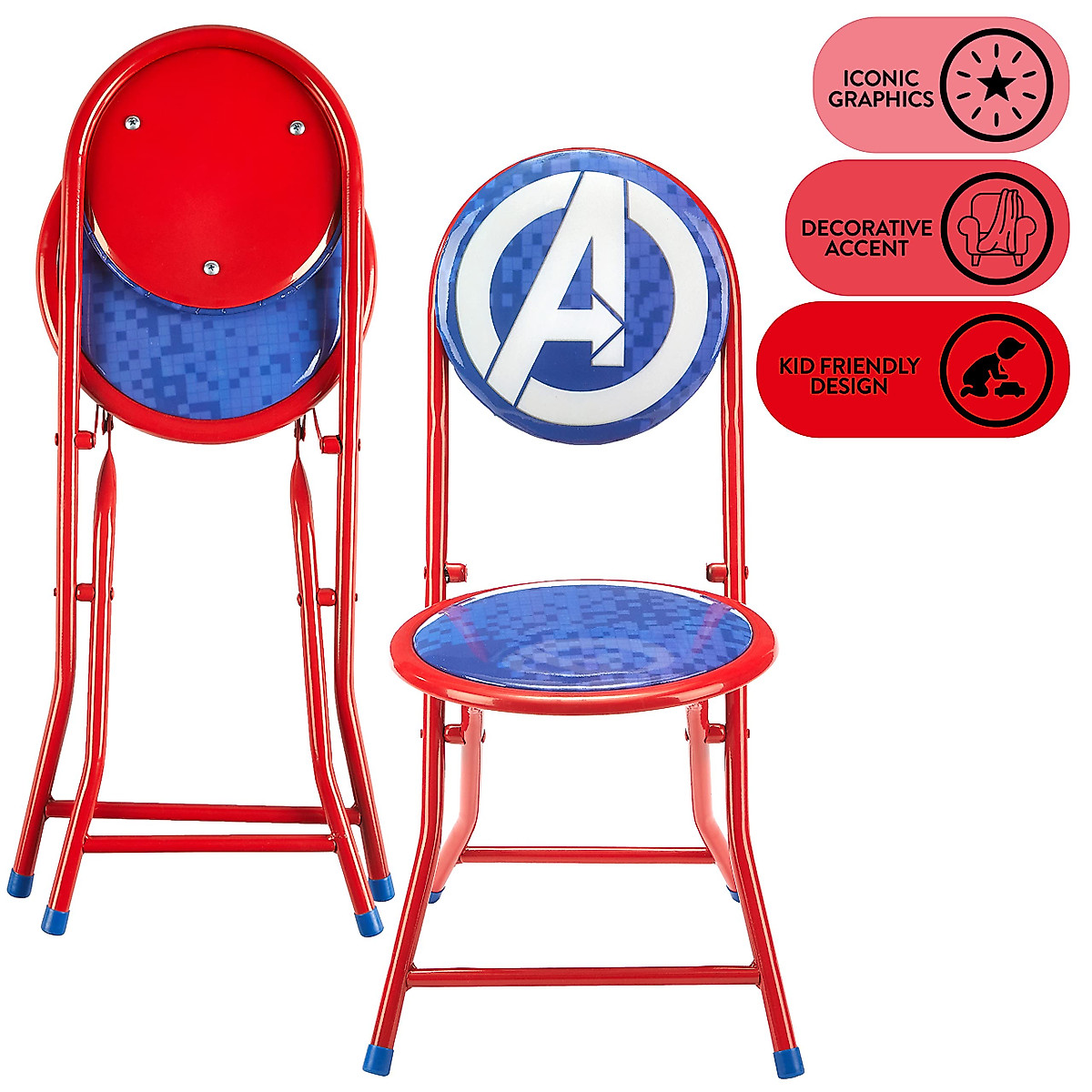 Marvel Avengers 3 Piece Foldable Round Table and Chair Set, Ages 3+