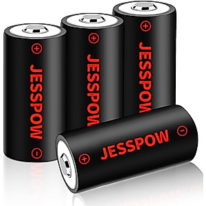JESSPOW CR123A Lithium Batteries, CR123A Rechargeable Batteries 3.7V for Arlo Cameras VMC3030 VMK3200 VMS3330 3430 3530 and Flashlight Polaroid Microphone - 4 Pack