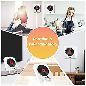 Wall Mountable CD Player Bluetooth: CD Player for Home with LCD Display Remote Control - Built-in HiFi Speakers FM Radio, Support CD/MP3/USB/TF/AUX Input Output/time and Alarm Clock