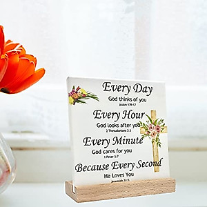 Urbcent Religious Gifts for Women Friends Christian Gifts for Pastor Bible Saying Desk Decor for Women God Gifts Desk 6”x6” Decorative Plaque with Wooden Stand