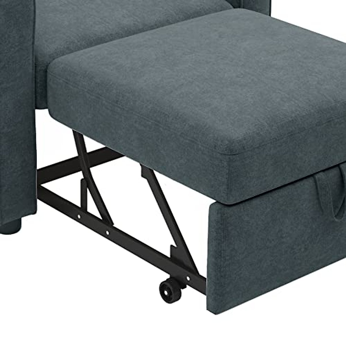 Merax Modern 3-in-1 Convertible Sofa Bed Pull-Out Sleeper Lounger, Single Recliner for Small Space with Adjustable Backrest, Set of 1, Dark Blue