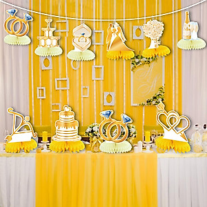 Engagement Party Decorations Gold Bridal Party Honeycomb Centerpieces Just Engaged Decorations Almost Married Decor for Bridal Shower Wedding Anniversary Bachelorette Party Supplies