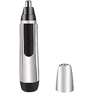 QINERSAW Portable Nose Ear Trimmer, Painless Hair Remover Shaver for Face, Electric Razor for Women and Men, Battery-Operated (Silver)