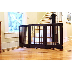 Cardinal Gates 4PG 4-Panel Freestanding Pet Gate - Adjustable Wooden Dog Gate - Indoor Cat Gate for Doorway - 36 Inches Tall x 76 Inches Wide - Walnut