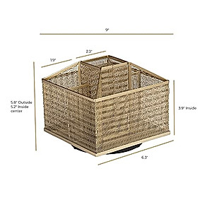 BLU MONACO Gold 360 Degree 7 Compartments Rotating Desk Organizer Supply Organizer – Spinning Pencil Pen Holder - Pencil Caddy – Art Make Up Brush Organizer and Storage