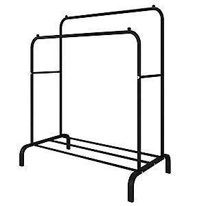 UDEAR Garment Rack, 43.3 Inches Freestanding Double Rod Clothing Racks for Hanging Clothes,Black