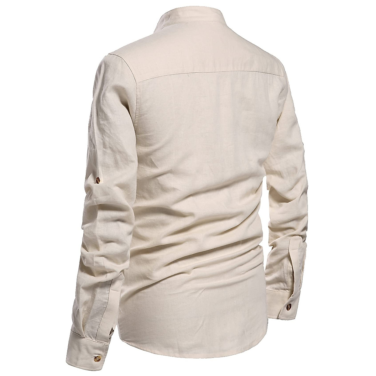 NITAGUT Men's Cotton Linen Blend Shirts , 01 Beige , US M/Chest 38-41