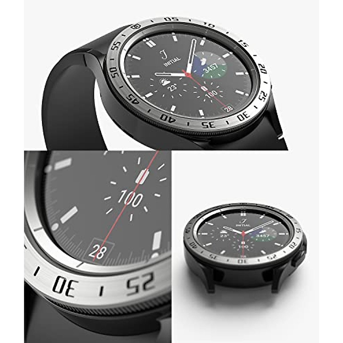 Ringke Inner Bezel Styling Compatible with Samsung Galaxy Watch 4 Classic 42mm, Stainless Steel Anti-Scratch Inner Bezel Ring Protective Cover - 42-IN-03 (ST) Silver