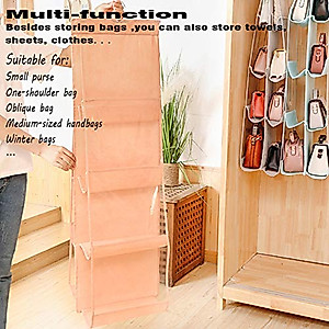 AARAINBOW 2 Packs Hanging Handbag Purse Organizer, Purse Bag Organizer Storage Hanging Bag Organizer for Closet Rack for Purses 8 Pockets Wardrobe Closet Space Saving, 41L*13.5W (B, 2 Gray)