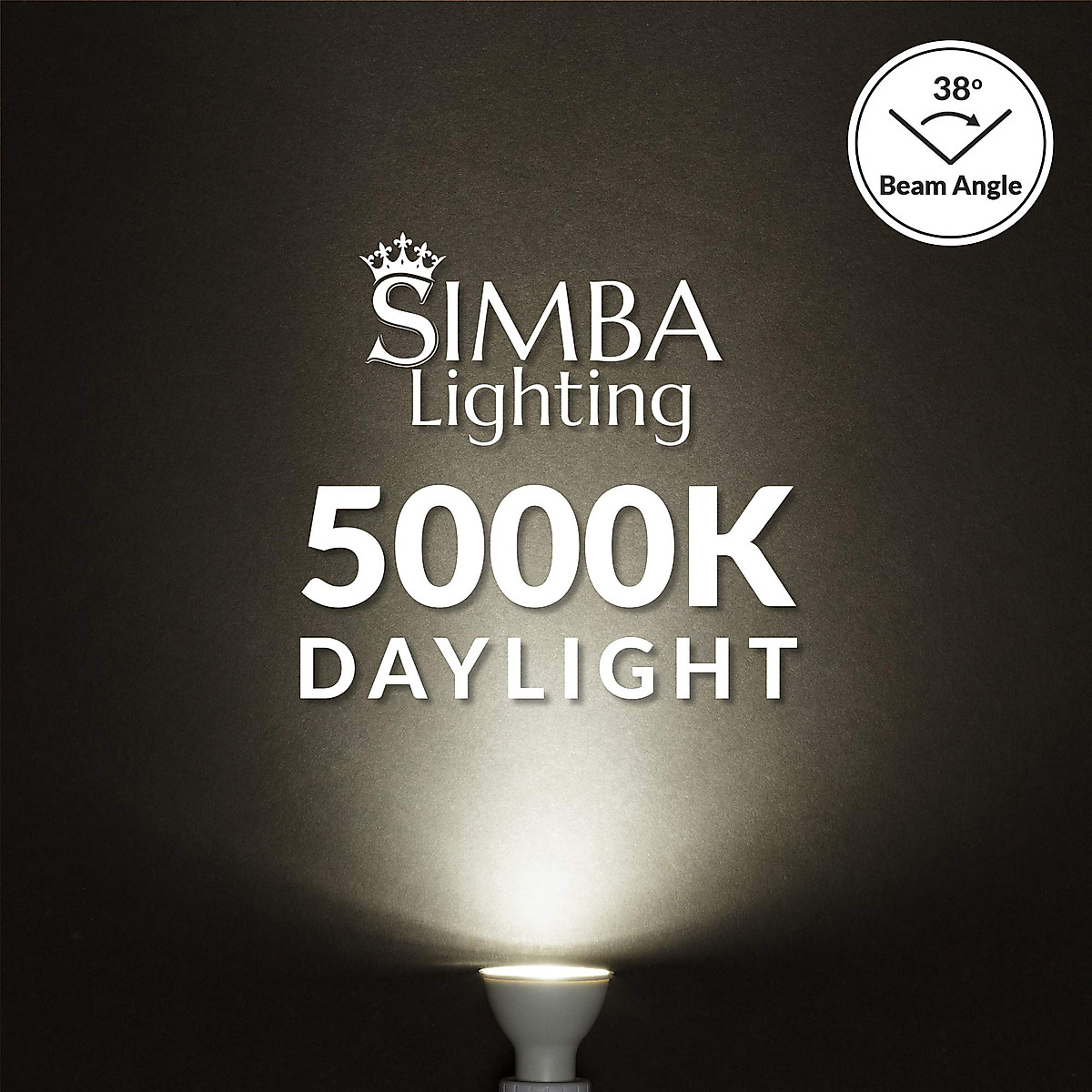 Simba Lighting LED GU10 5W Dimmable Spot Light Bulb (6 Pack) Halogen 50W Replacement MR16 Shape for Accent, Recessed, Track Lighting, 38° Beam Angle, 120V, Twist-N-Lock Bipin Base, 5000K Daylight