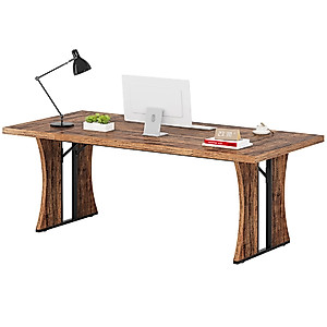 Condemo 70.9 inch Simple Office Computer Desk, Large Executive Desk, Modern Industrial Study Writing Table Workstation, Business Furniture for Home Office, Rustic Brown