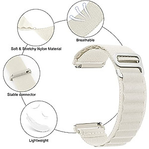 YILED Loop Nylon Bands 20mm 22mm Quick Release Watch Strap, Sport Nylon Solo Loop Rugged Replacement Strap for Women Men (22mm, Starlight)