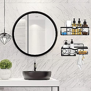 Wall Mount Bathroom Shelf Punch Free Hangable Organization Rack Multifunction for Home Bathroom Face Cleanser Organizer bathroom shower shelf