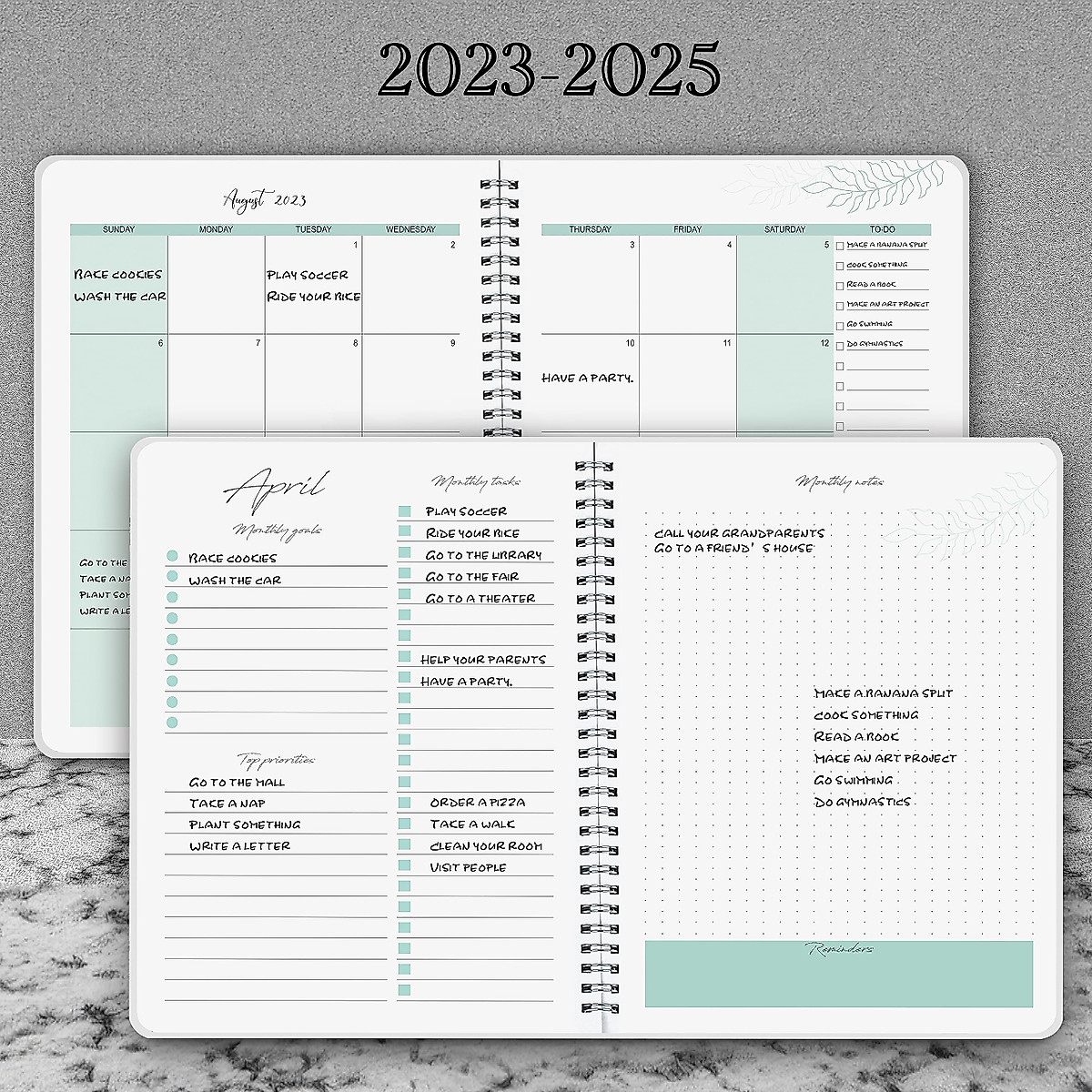 Calendar Planner 2023-2025,Simple Monthly Planner 7" x 9" PVC Cover Flexible Binding With Goals To Do List, Easily Organizes Your Tasks To Boost Productivity - Runs fromJuly 2023 - June 2025