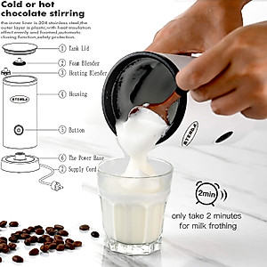 Milk Frother,Automatic Milk Warmer,8.11oz/300ml Electric Milk Steamer,Hot/Cold Stainless Steel Milk Frother,Milk Foam Maker with LED Touch Screen for Coffee/Hot Chocolate/Latte/Cappuccinos (SWT)