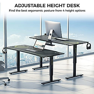 EUREKA ERGONOMIC 63 Inch Large Manual Height Adjustable Gaming Computer Desk, Home Office Studio Table Dual 3 Monitor Curved Edge Gifts 60 + w/Full Desk Mouse Pad Controller Stand Cup Headset Holder