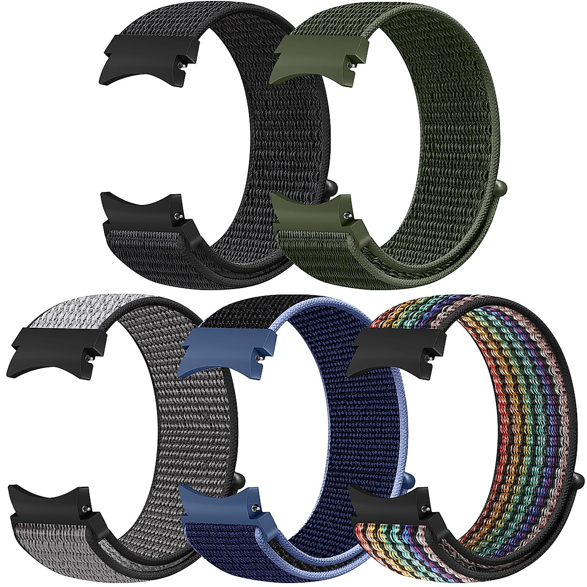 Bcuckood Nylon Loop Compatible with Samsung Galaxy Watch 6/5/4 40mm 44mm/Watch 6 Classic 43mm 47mm/Watch 5 Pro 45 mm/Watch 4 Classic 42mm 46mm, Sport Nylon Breathable Replacement Straps for Women Men