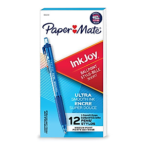 Paper Mate InkJoy 300RT Retractable Ballpoint Pens, Medium Point, Blue, Box of 12