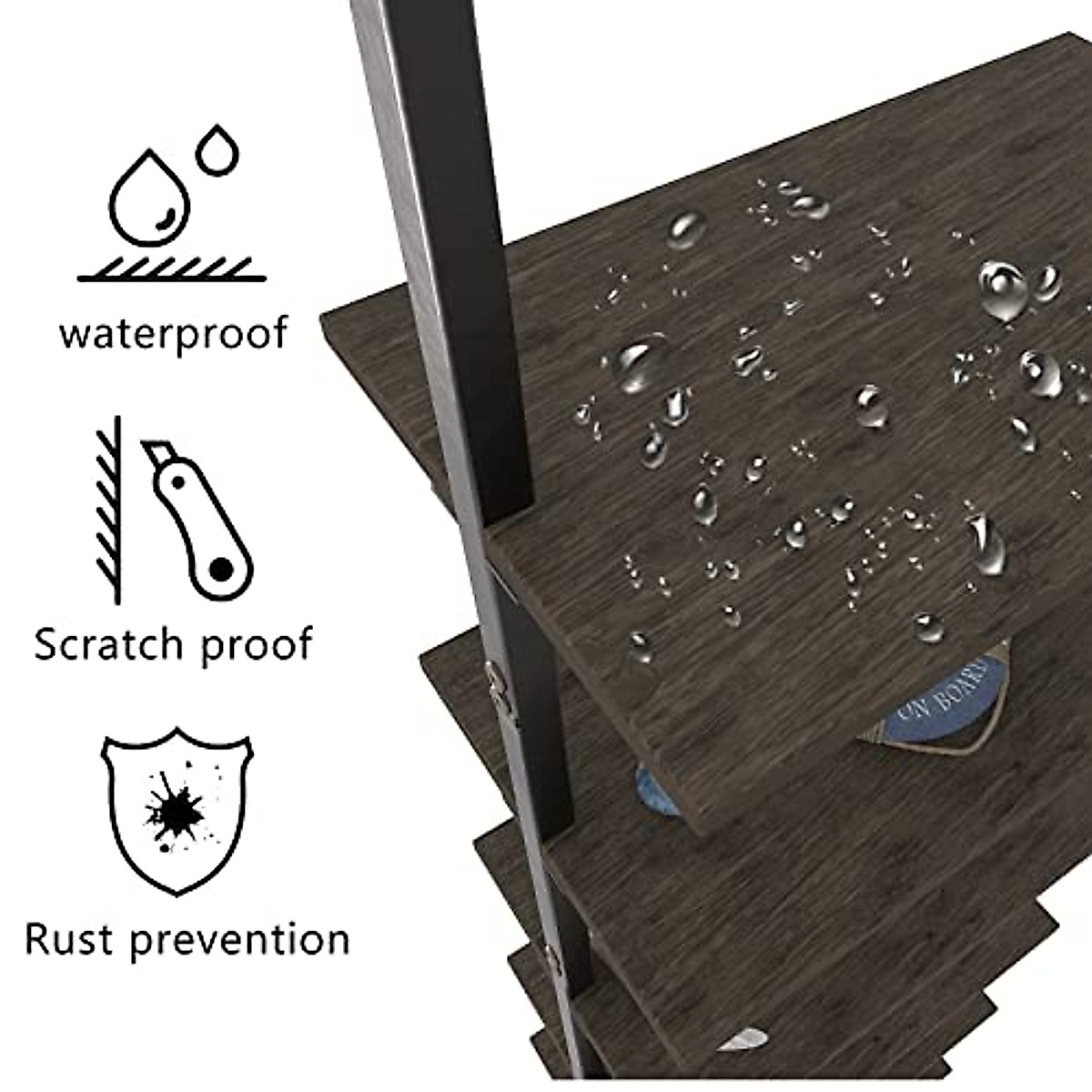 Wolawu Ladder Shelf Black 6 Tiers Modern Bookshelf Room Organizer Open Tall Wall Mount Bookcase Standing Leaning Wall Shelves Industrial Decorative Living Room Bed Room