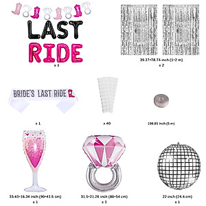 Nashville Cowgirl Last Rodeo Bachelorette Party Bridal Shower Backdrop Decorations,Hot Pink Last Hoedown Garland,Fushia Western Wedding Balloons Arch, Last Ride Let's Go Girl Disco Silver Foil Curtain