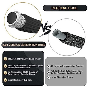 100ft Expandable Garden Hose - 2024 Version/New Patented, Leak-Proof Water Hose with 40 Layers of Innovative Nano Rubber, Lightweight, Durable, No-Kink Flexible Water Hose (Black)