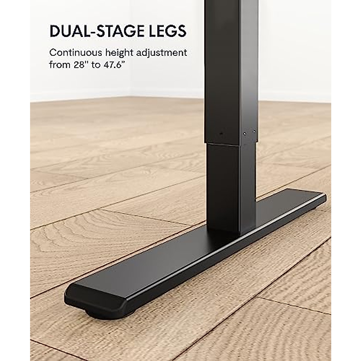 FLEXISPOT Standing Desk 48 x 30 Inches Height Adjustable Electric Sit Stand Home Office Desks Whole Piece Desk Board (Black Frame + Black top,2 Packages)