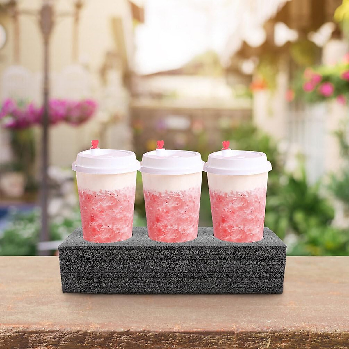Cabilock 3pcs Milk Tea Drink Cup Holder soda Cup Holder take Out Cup Holder Chinese Takeout containers Tool Tray Coffee Accessories Beverage Takeout Holder Drinks French Fries Pearl Cotton