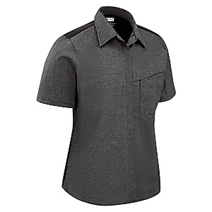 Red Kap Women's Airflow Cook Shirt with Oilblok, Charcoal Heather with Charcoal/Black Mesh, Large