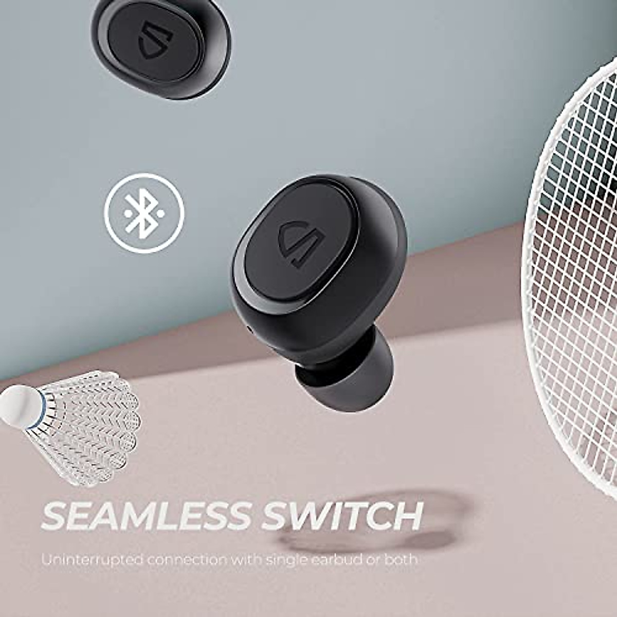SoundPEATS Wireless Earbuds TrueFree2 Bluetooth 5.0 Headphones in-Ear Stereo TWS Sports Earbuds, IPX7 Waterproof, Customized Ear Fins, USB-C Charge, Monaural/Binaural Calls, 20 Hours Playtime