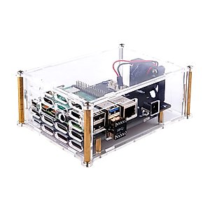 GeeekPi Acrylic Case with 4010 Fan (40mmx40mmx10mm) for Raspberry Pi 4 Model B X825 V2.0 2.5 inch SATA HDD/SSD Expansion Board & Raspberry Pi 4 Model B