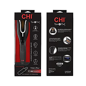 CHI Spin N Curl Ceramic Rotating Curling Iron | 1.25” Curling Iron | Ideal for Shoulder-Length Hair Between 6-16" | Include Cleaning Tool | Matte Black