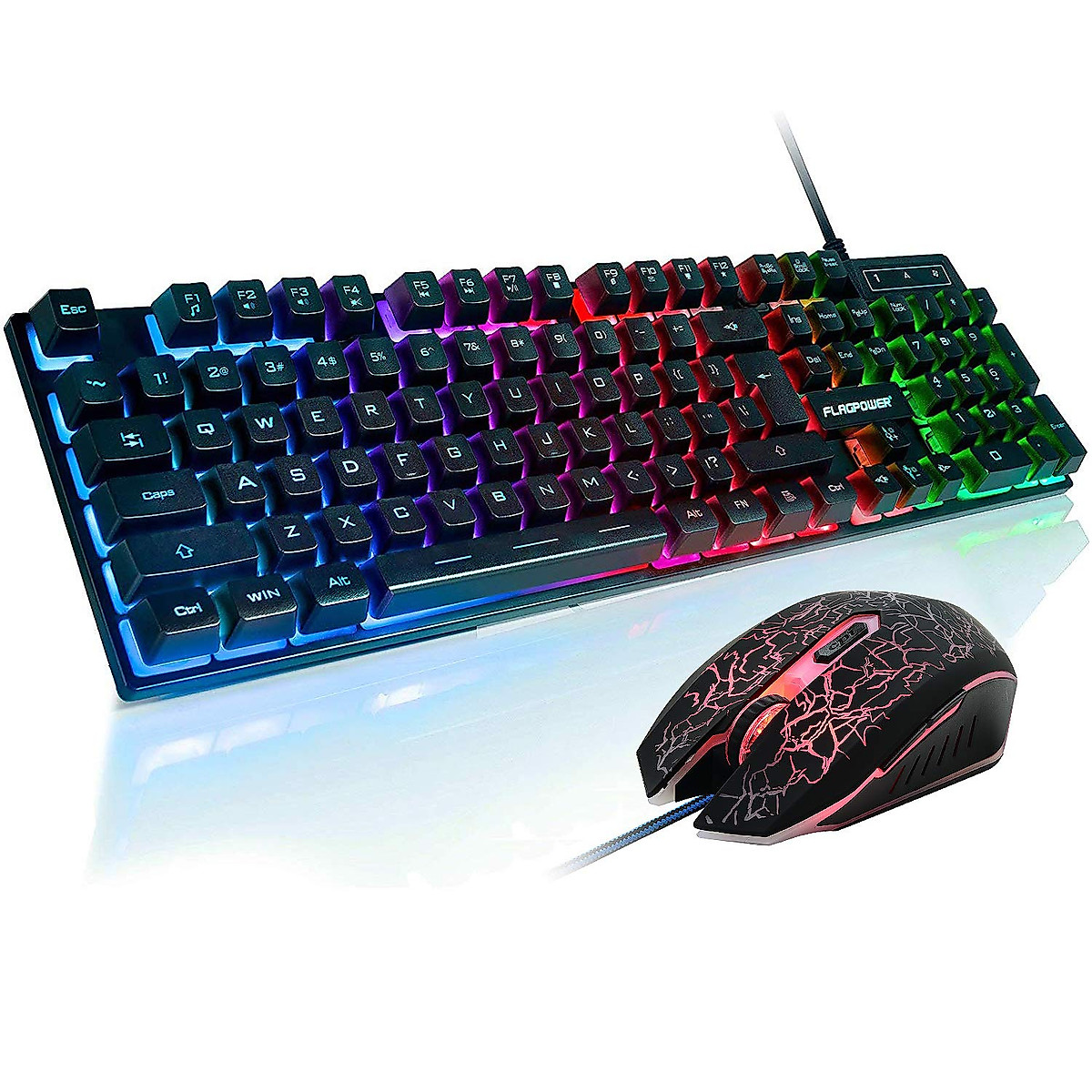 FLAGPOWER RGB Gaming Keyboard and Breathing Mouse Combo, Adjutable ...