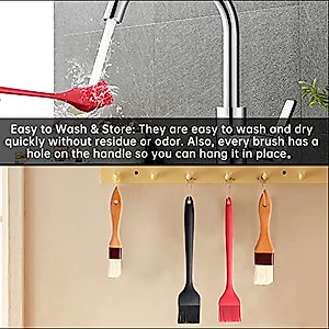 4 Pack Silicone Basting Pastry Brushes with 2 Wood Handle Culinary Oil Brushes, Heat Resistant Brush Set, Perfect for BBQ Sauce Barbecue Butter Grill Baking Kitchen Cooking, BPA Free & Dishwasher Safe