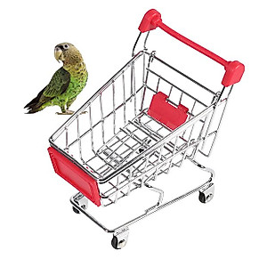 Toy - Cart Toy Parrots Bird Funny Toy Intelligence Growth Mini Supermarket Shopping Cart Trolley(red)