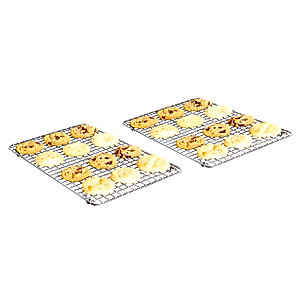DecoBros 2 Pack 10x16 inches Cooling Rack Wire Steel Pan Grade, Chrome