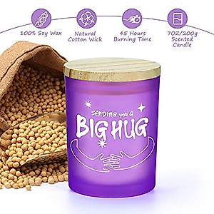 Candle Gifts for Women, HOTIOGA Cute Glass Jar Scented Candle for Birthday Christmas Mothers Day Thank You Present for Mom / Sister / Best Friend / Her - Purple Lavender