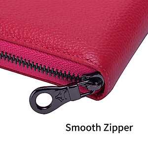 Genuine Leather Credit Card Holder Case RFID Card Wallet Travel Passport Wallet for Women 24 card slots (rose)