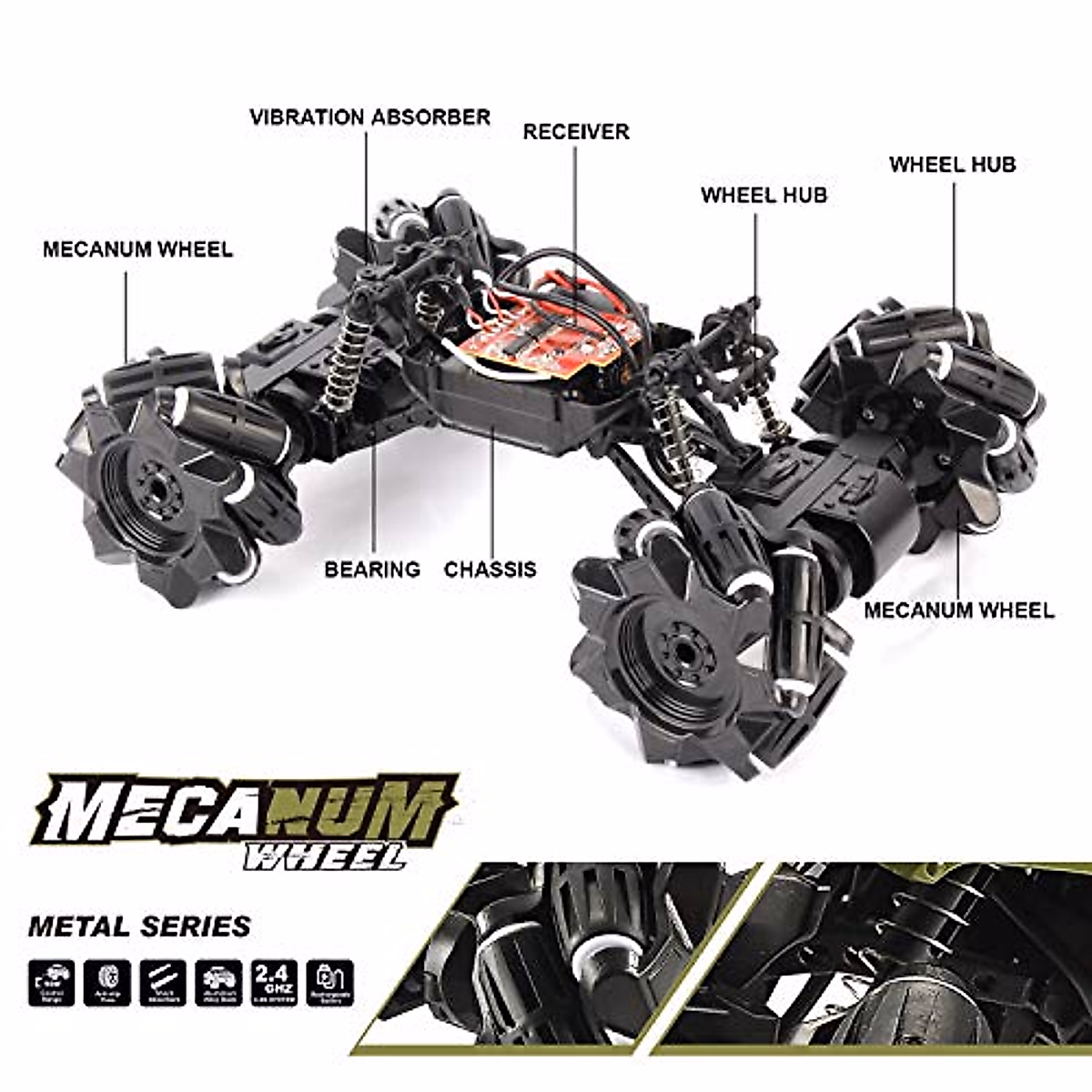 LOOZIX 1:16 Alloy Gesture Sensing Remote Control Car, Hand Controlled 360° Rotating 4WD 2.4Ghz RC Monster Trucks Stunt Vehicle Rechargeable Batteries for Kids