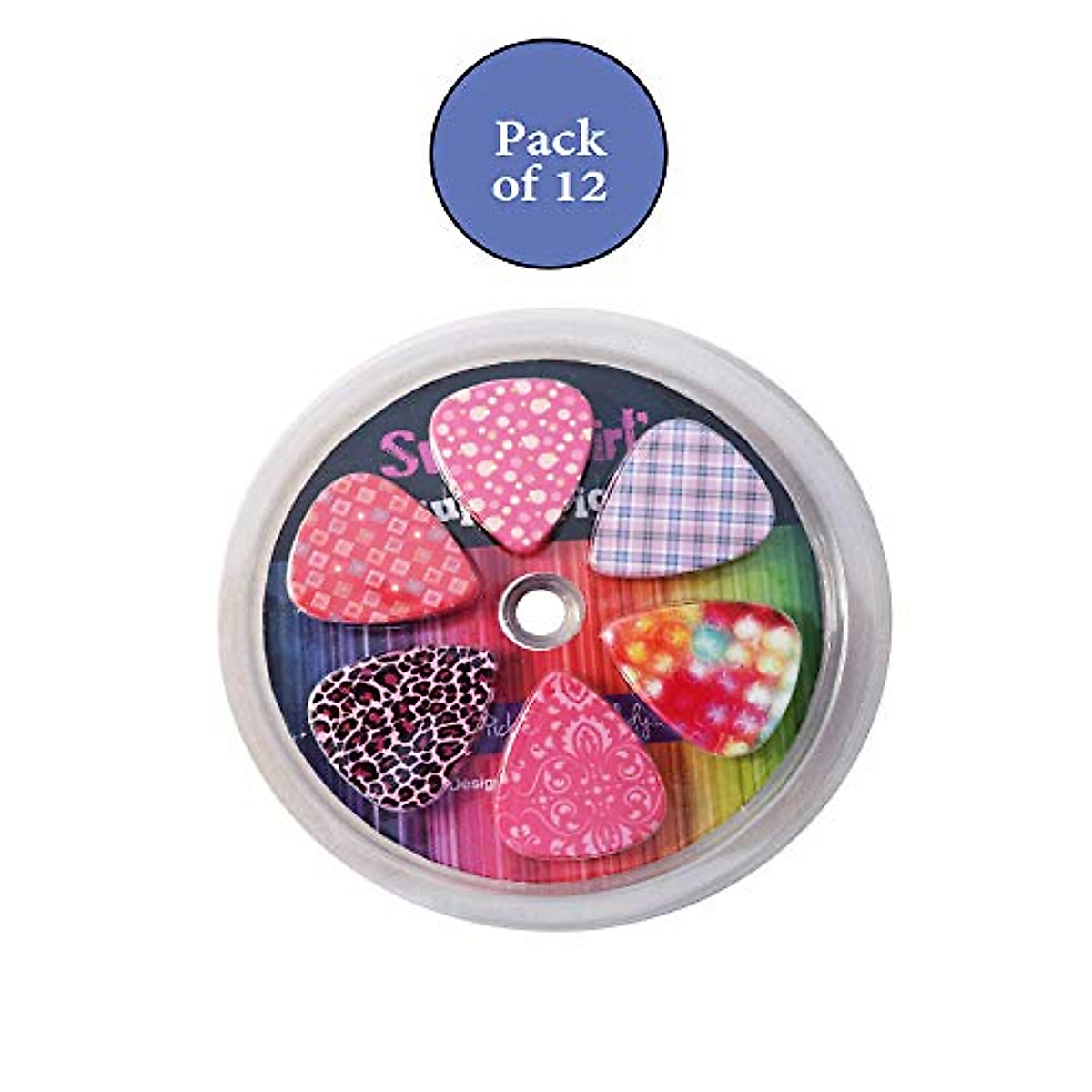 Guitar Picks for Girls - Medium Celluloid Assorted Variety 12-Pack Collection - Pretty Unique Designs Cool Pink Leopard - Best Gifts for Princess, Kids, Teens, Women, Ladies, Female Guitar Players