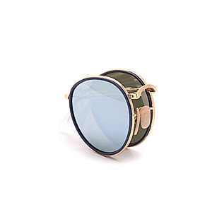 Ray-Ban Rb3517 Folding I Round Sunglasses, Gold/Light Green Mirrored Silver, 51 mm