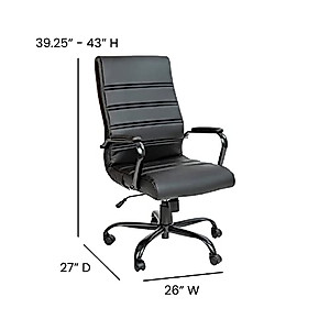 Flash Furniture Whitney High Back Desk Chair - Black LeatherSoft Executive Swivel Office Chair with Black Frame - Swivel Arm Chair