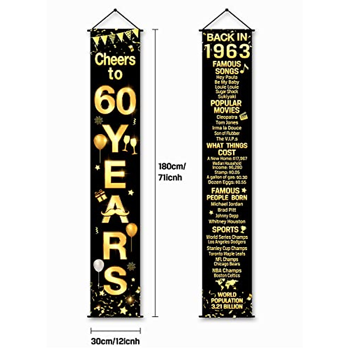60th Birthday Party Anniversary Decorations Cheers to 60 Years Banner Party Decorations Welcome Porch Sign for Years Birthday Supplies (60th-1963)