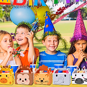 12 Pack Jungle Safari Animals Party Favor Boxes Zoo Animals Theme Happy Birthday Goodies Treat Boxes Jungle Safari Party Candy Gift Bags for Kids Baby Shower Party Decorations Supplies
