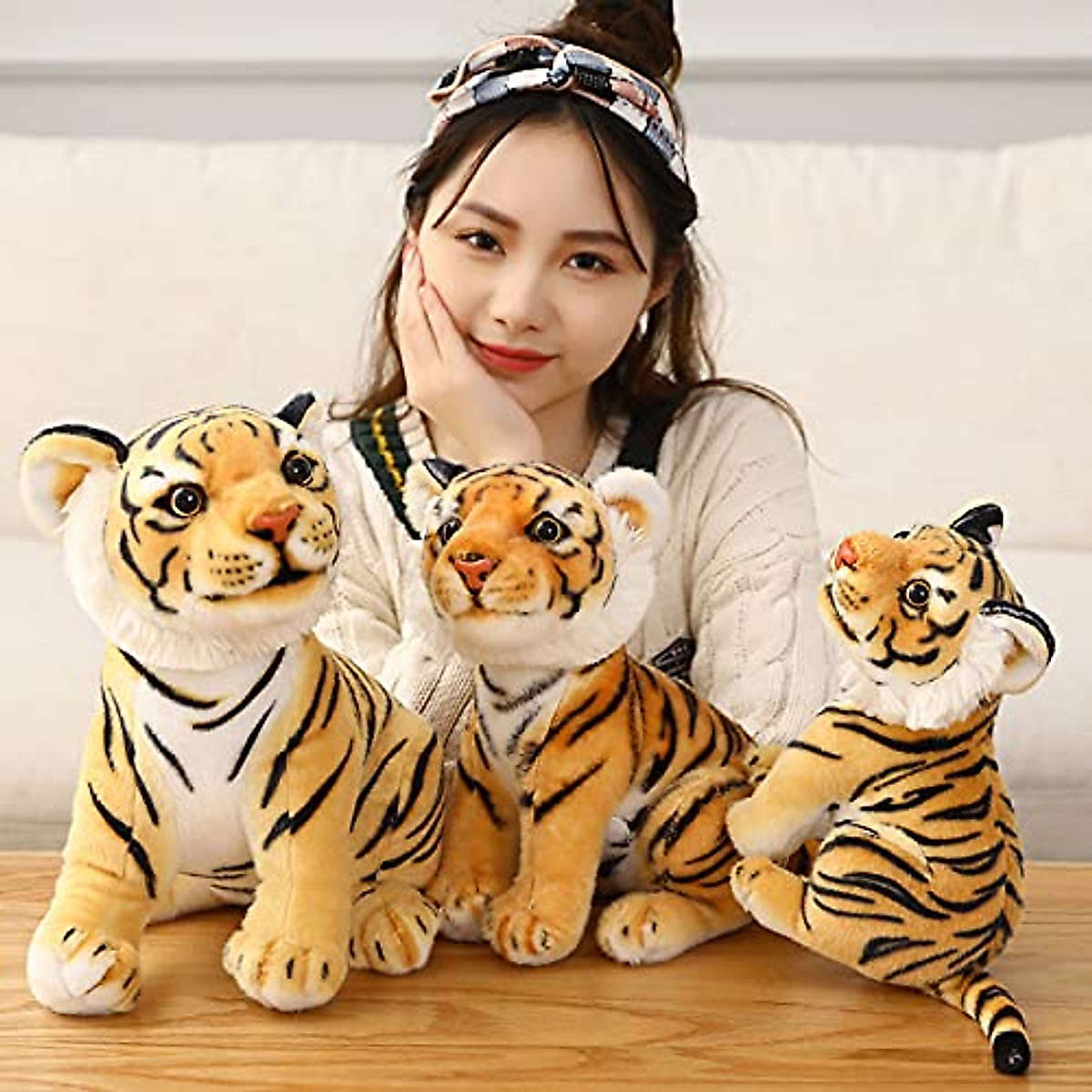 GUDVES Tigers Plush Toy Stuffed Animal Plush Cat - by Tiger Tale Toys Cute Lifelike Tiger Stuffed Animals Animals Kids Toy Gift for Boy Baby Hug Tiger - Lifelike Stuffed Animal (7.8 in, Yellow Tiger)