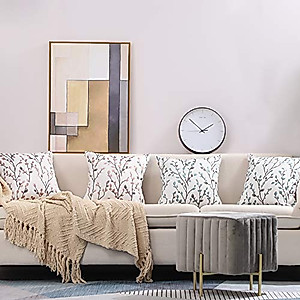 Basic Model Set of 2 Jacquard Throw Pillow Covers Leaf Decorative Pillowcase Square Cushion Cover for Couch Sofa, 18x18 Inch